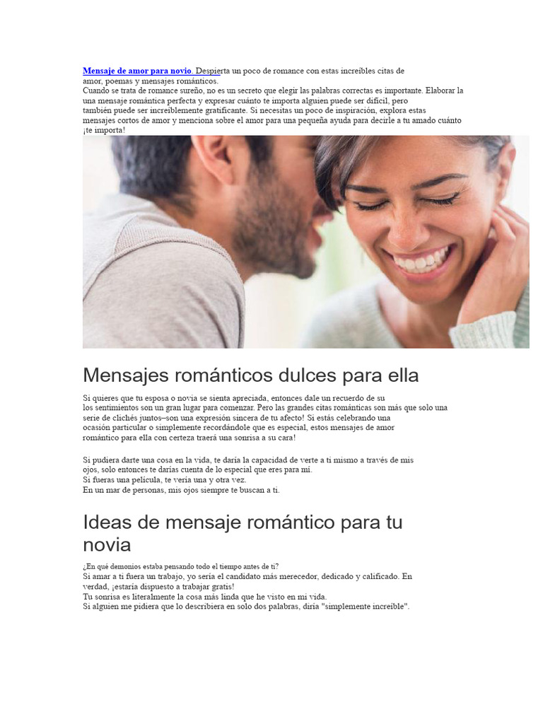 Mensajes de amor románticos para parejas | PDF | Amor | Cumpleaños