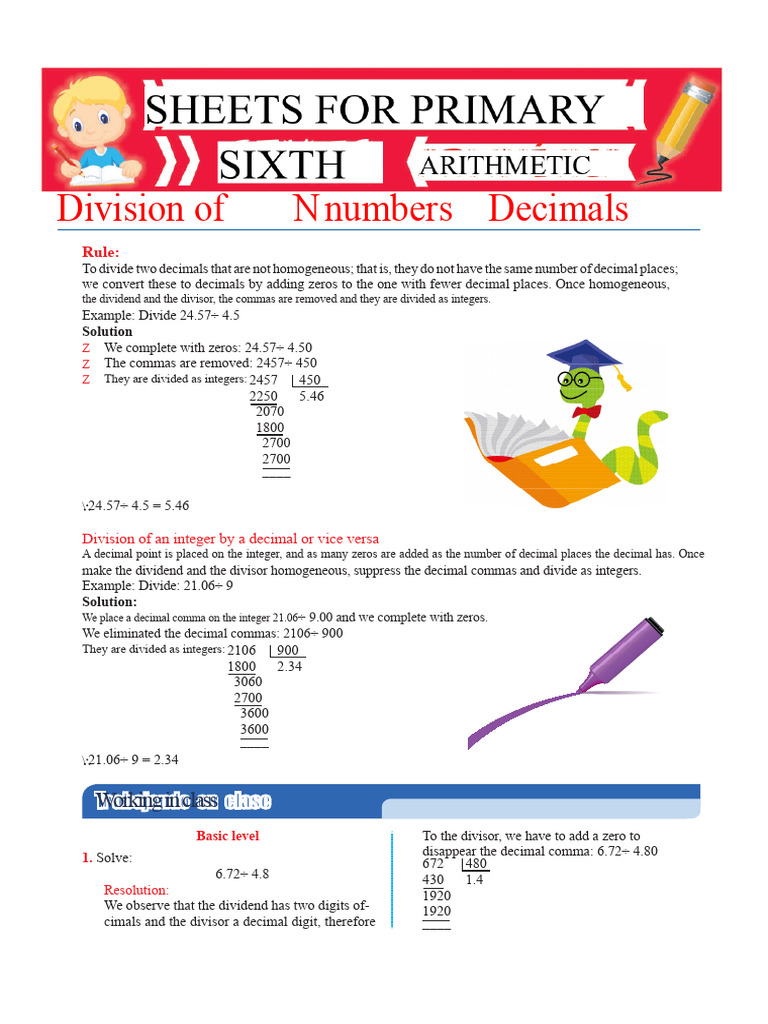 Dividing Decimals: Step-by-Step Guide | PDF | Division (Mathematics ...