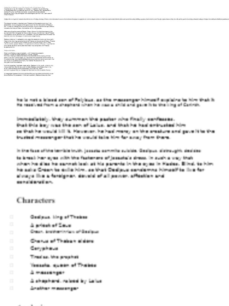 Oedipus Rex Play | PDF | Oedipus | Sophocles