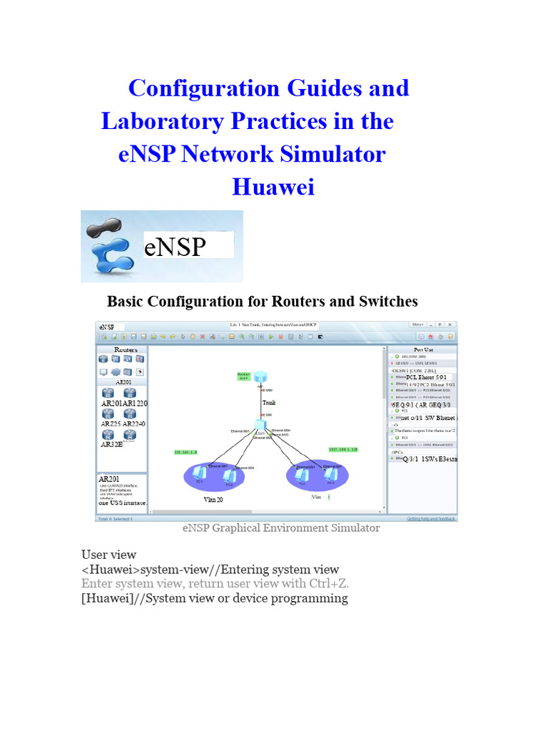Configuration Guides in Huawei's eNSP Network Simulator | PDF | User ...