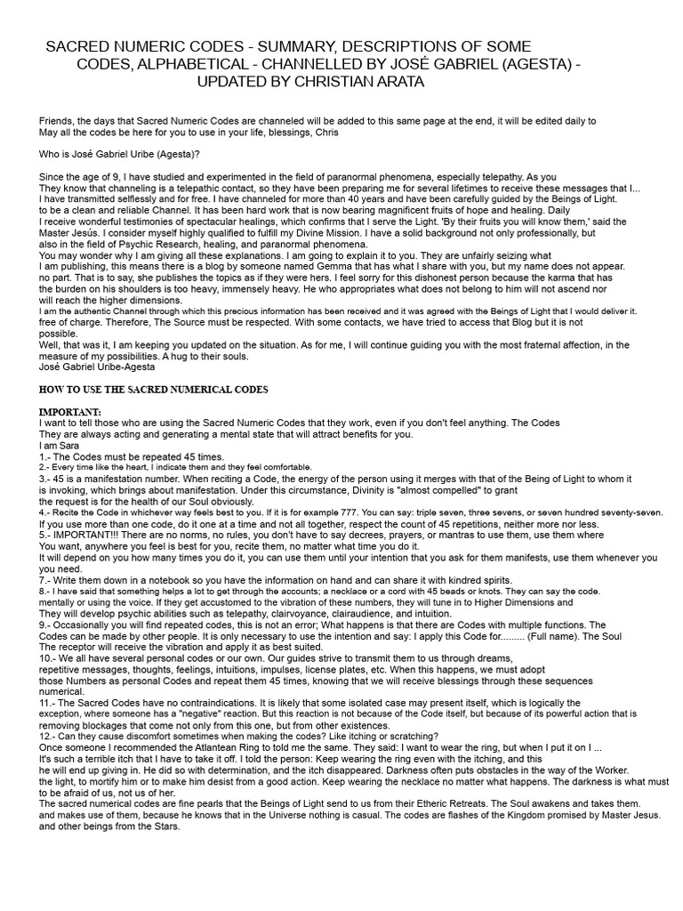 Sacred Numeric Codes 2 | PDF | Archangel | Angel