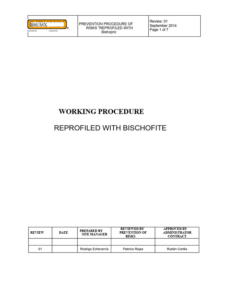 Bischofite Risk Prevention Procedure | PDF | Road | Waste