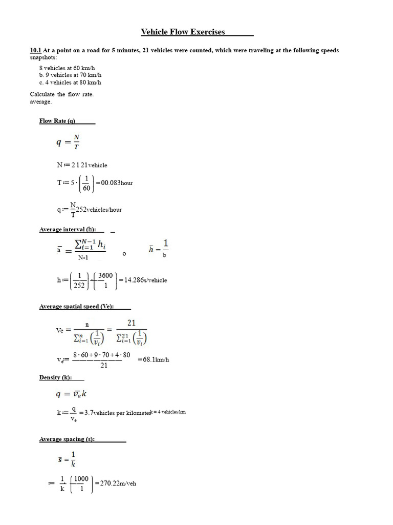 Vehicle Flow Rate Calculations and Analysis | PDF | Speed | Applied ...