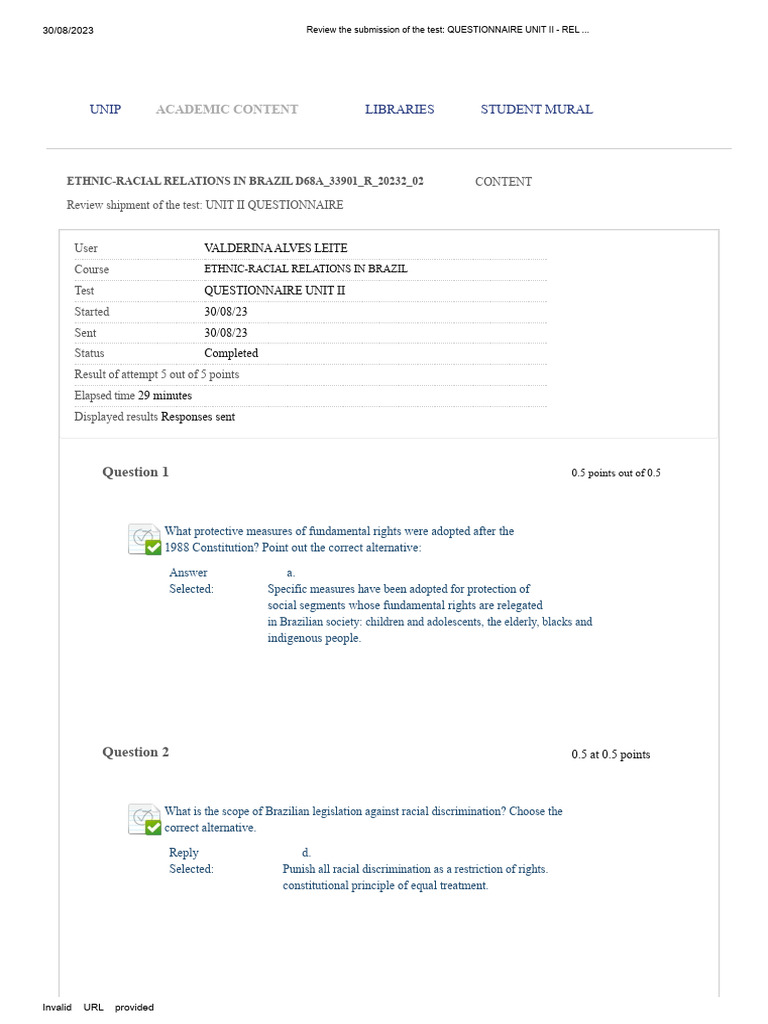 Review Sending of The Test - Questionnaire Unit II - Rel .. | PDF ...