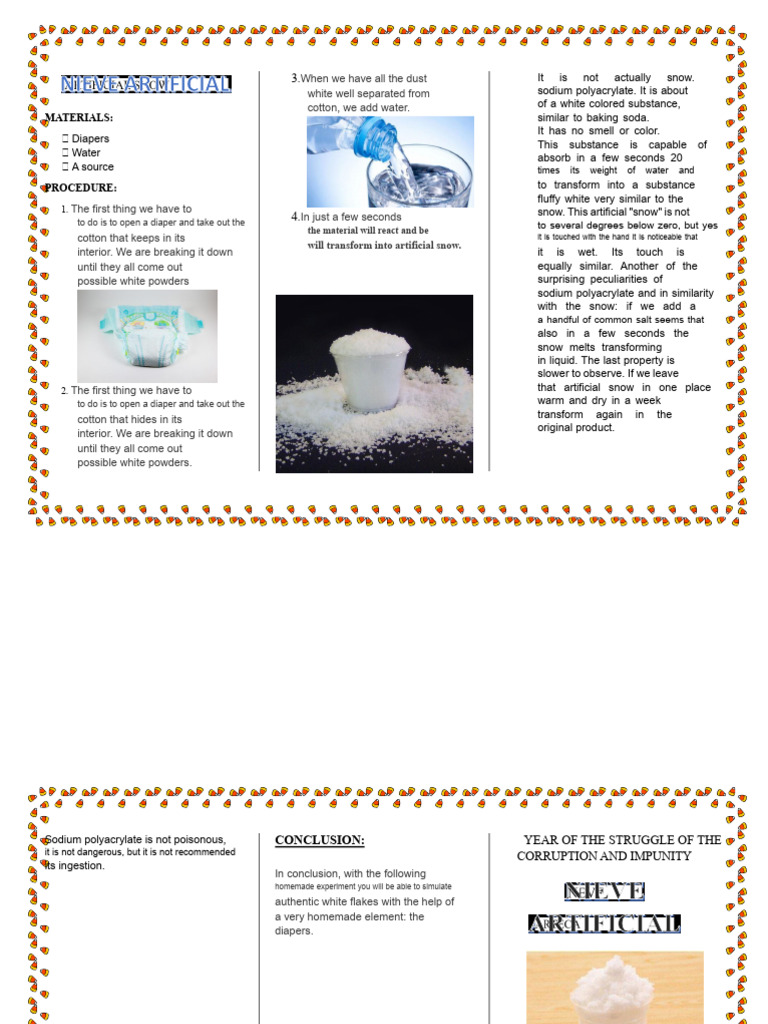 Create Artificial Snow with Diapers | PDF | Water | Snow
