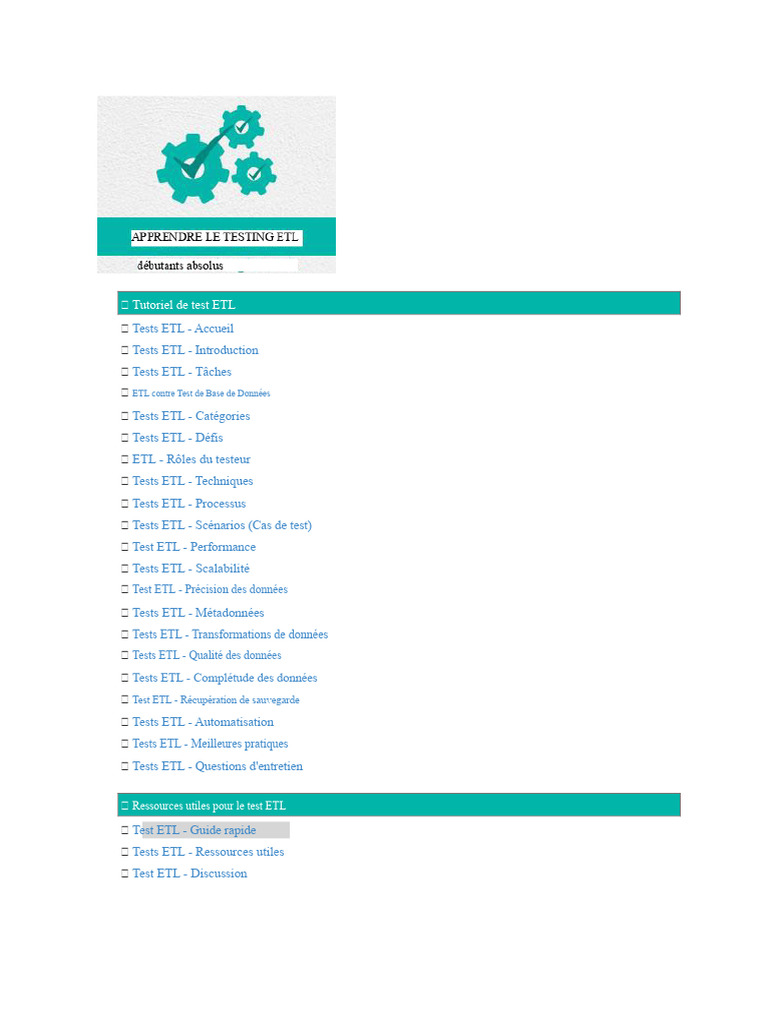 Guide des Tests ETL Essentiels | PDF | Test de logiciel | Bases de données