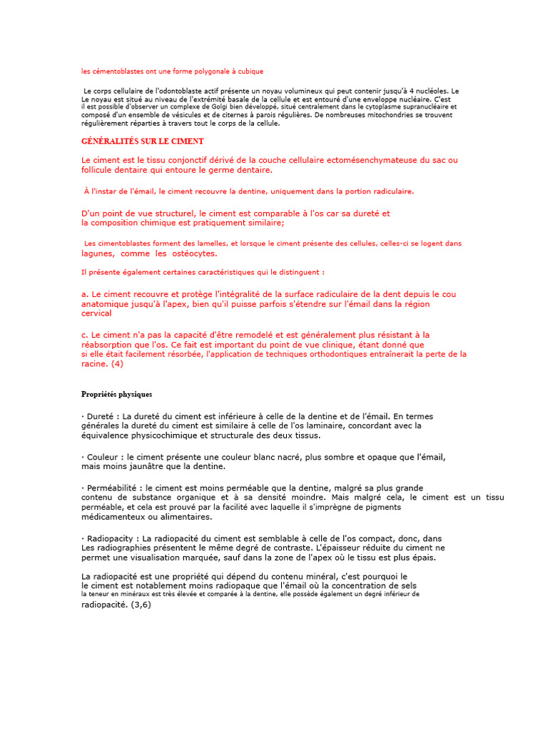 Anatomie et fonctions du ciment dentaire | PDF | Émail dentaire | Dent ...