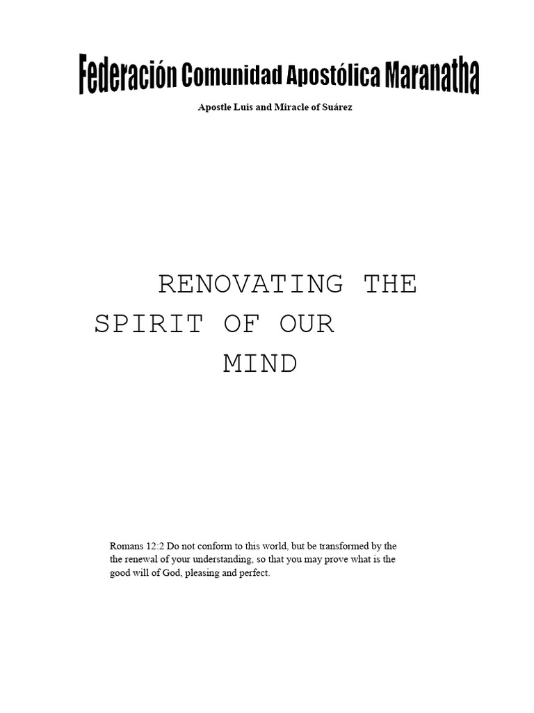 Renewing The Spirit of Our Mind | PDF | Anger | Jesus