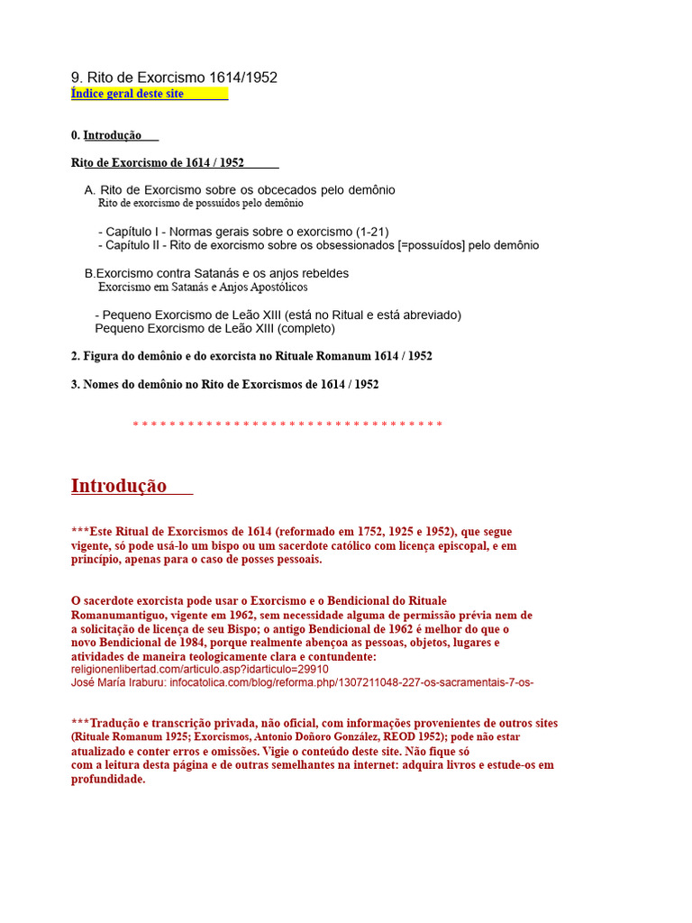 Rito de Exorcismo: Normas e Práticas | PDF | Jesus | Exorcismo