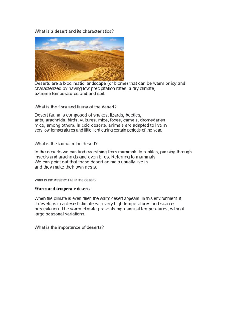 Characteristics and Description of Deserts | PDF | Desert | Atmosphere ...