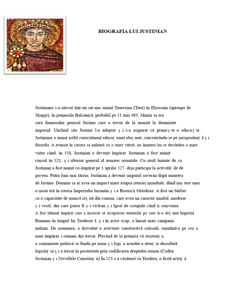 Biografia Lui Justinian | PDF