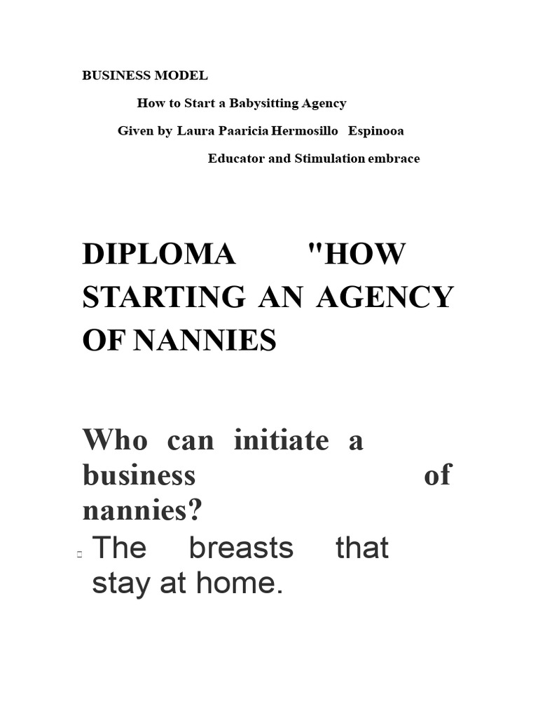 Nanny BUSINESS MODEL 2020 | PDF | Child Care | Babysitting
