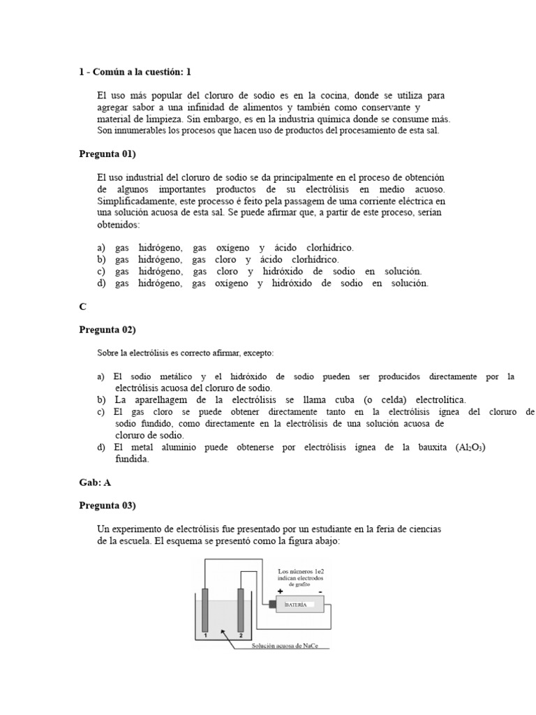 Electrolisis Acuosa Electrodo Inerte Parte 2 | PDF | Hidróxido de sodio ...