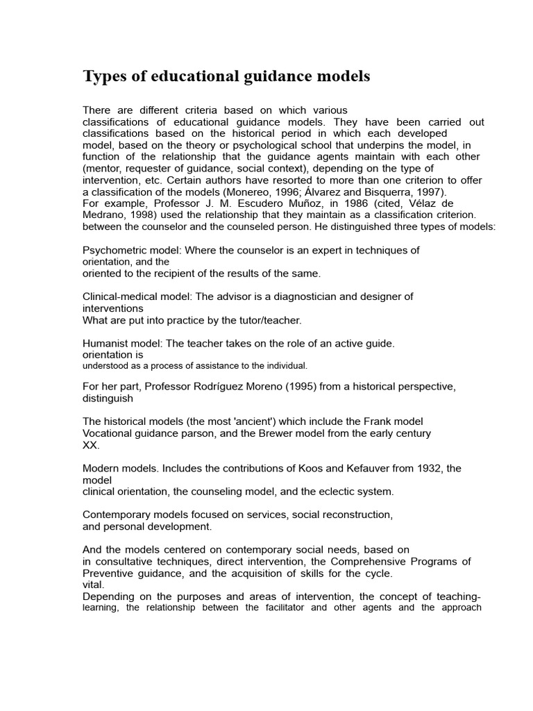 Types of Educational Guidance Models | PDF | Counseling Psychology ...