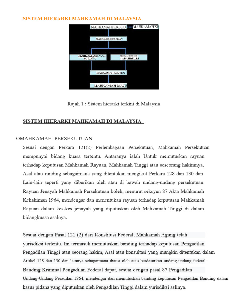 Sistem Hierarki Mahkamah Malaysia | PDF
