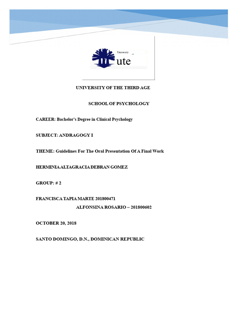 Guidelines For The Oral Presentation Final Project | PDF ...