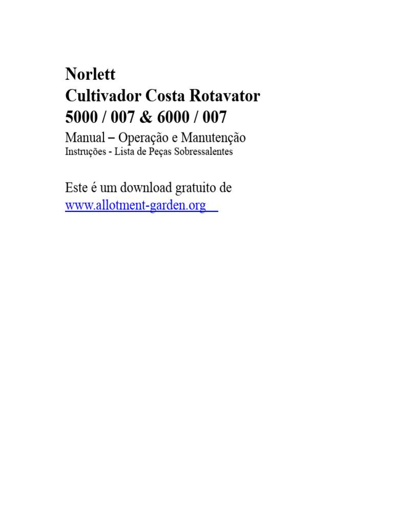 Manual Do Cultivador Norlett-5000-6000 | PDF