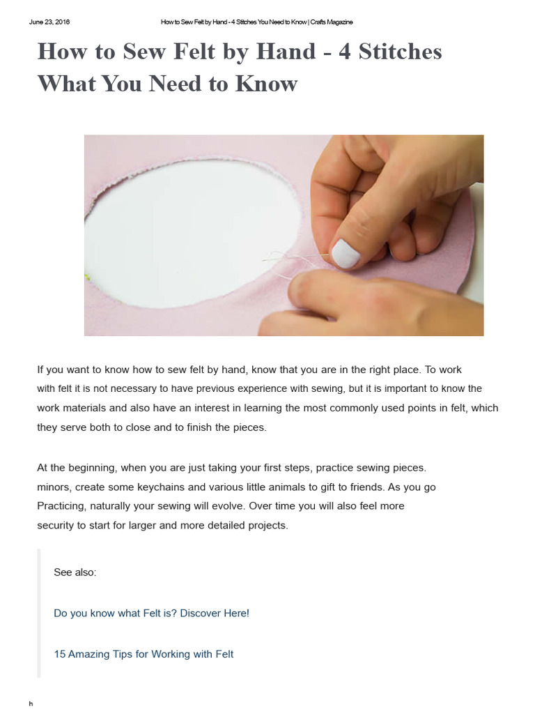 How To Sew Felt by Hand - 4 Stitches You Need To Know - Craft Magazine ...