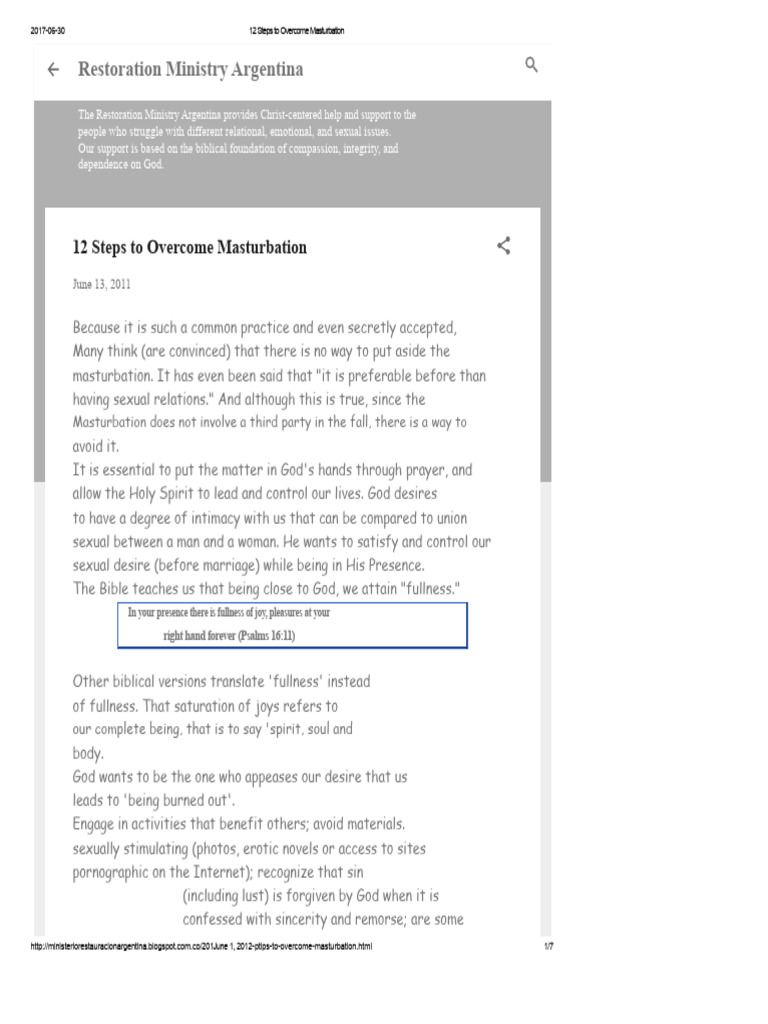 12 Steps To Overcome Masturbation | PDF | Masturbation | Bible