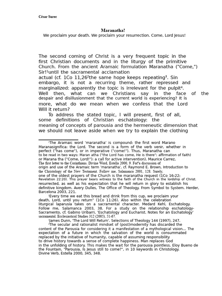 The Parousia | PDF | Second Coming | Jesus