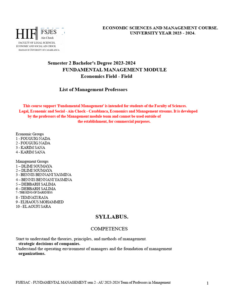 1 MANAGEMENT Fundamental S2 COURSE MATERIAL 2023 2024 - 240312 - 173211 ...