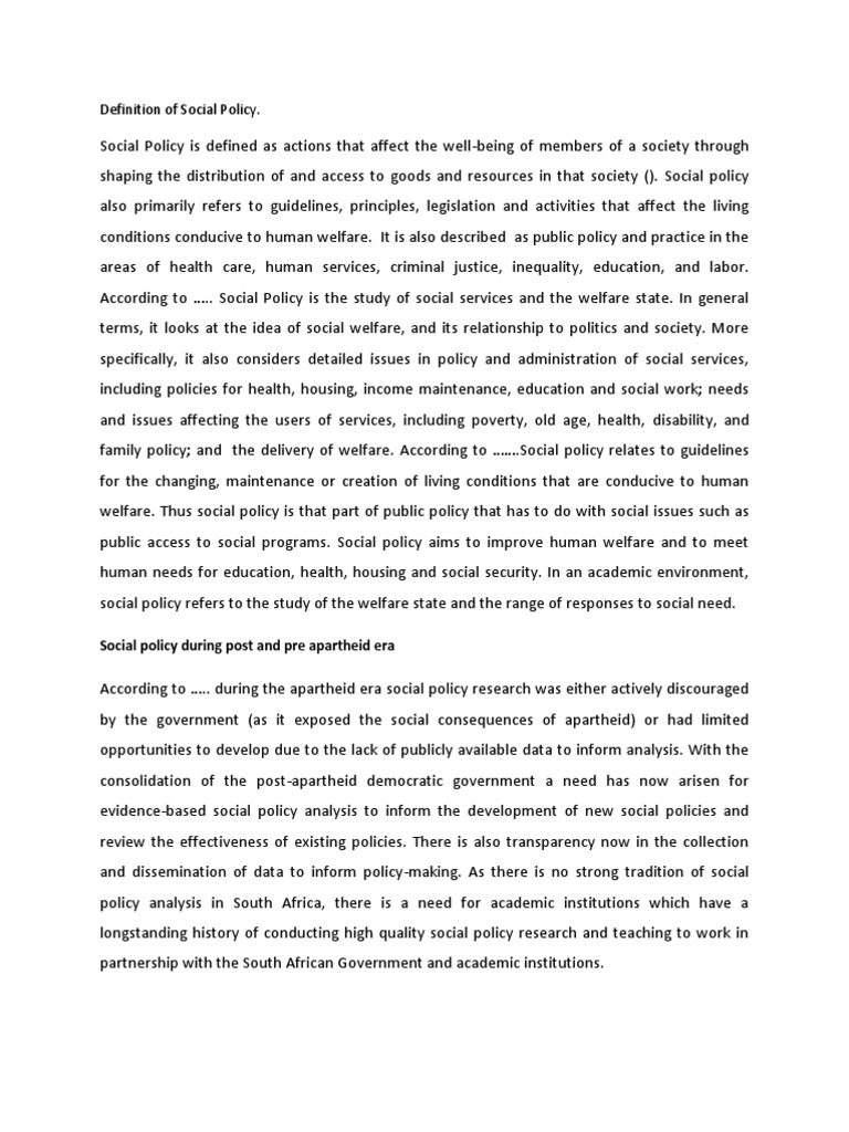 Definition of Social Policy | PDF | Social Policy | Discrimination