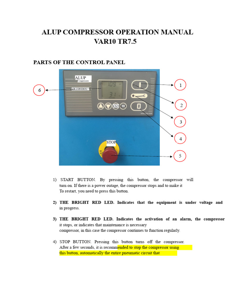 ALUP Compressor TR7.5 Manual | PDF | Equipment | Electricity