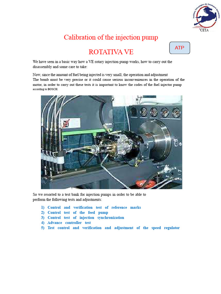 VE Rotary Injection Pump Calibration Guide | PDF | Fuel Injection | Pump