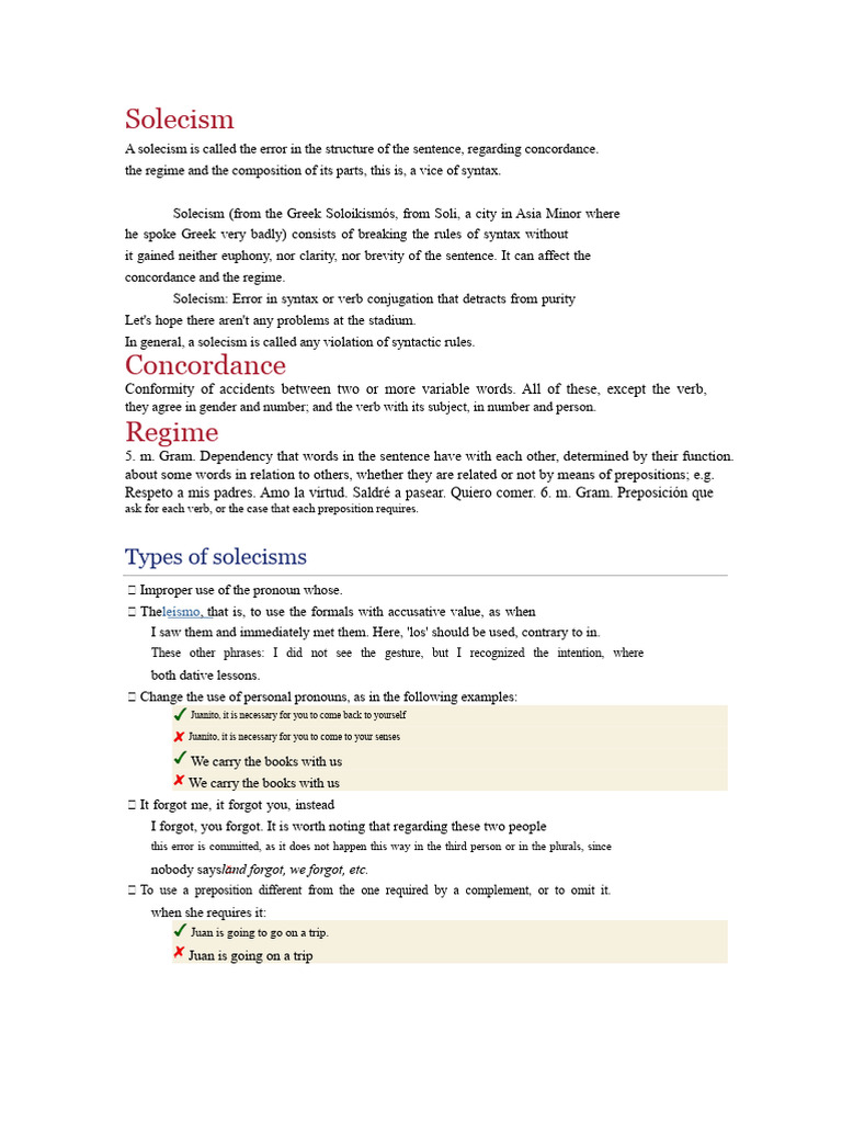 Understanding Solecism in Syntax | PDF | Grammatical Gender ...