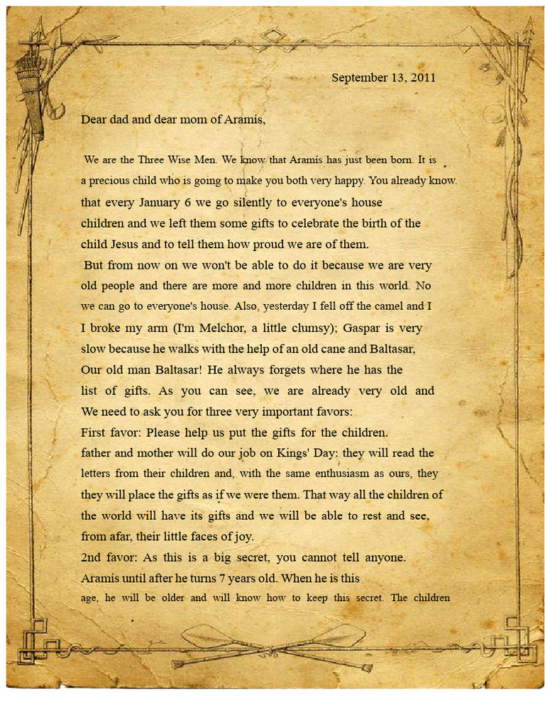 Three Wise Men Letter to Parents | PDF | Biblical Magi