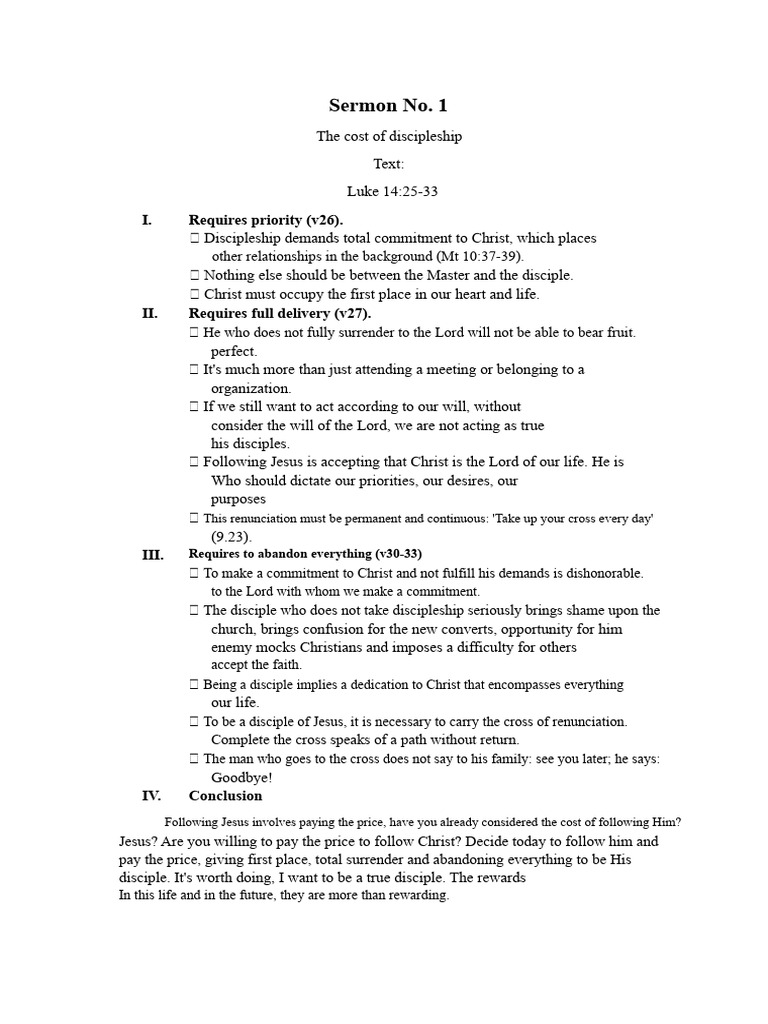 Cost and Call of Discipleship | PDF | Disciple (Christianity) | Jesus