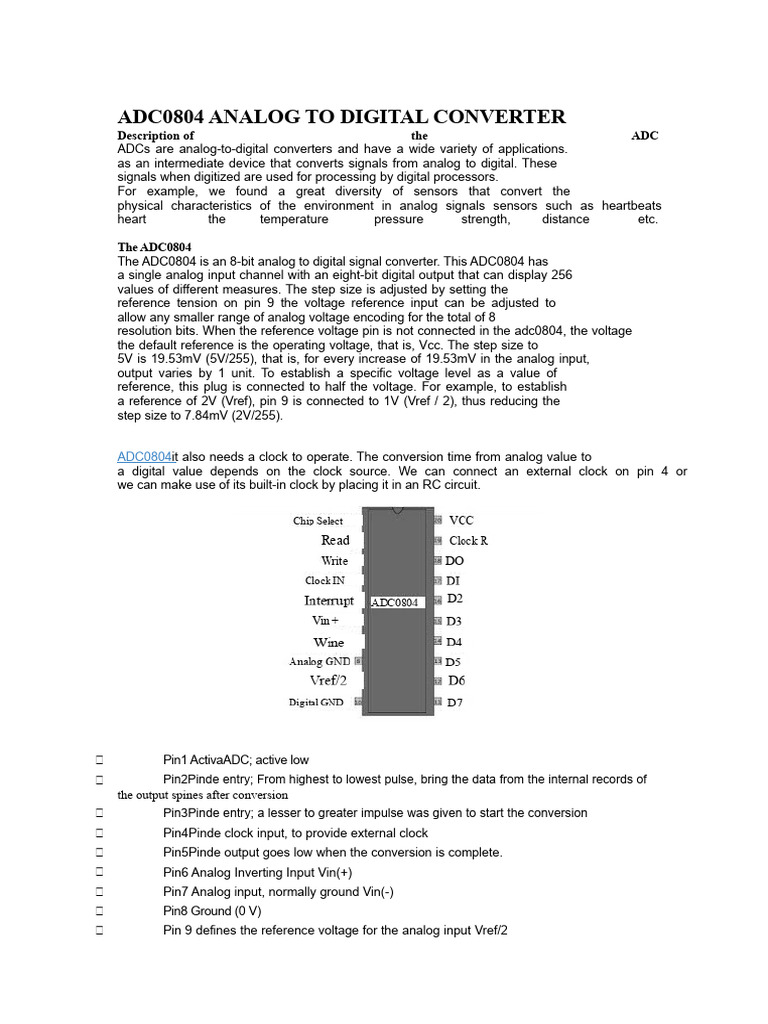 ADC0804 8-Bit Analog to Digital Converter | PDF | Analog To Digital ...