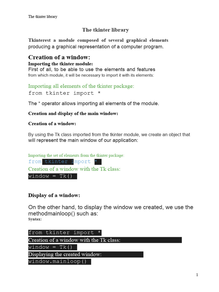 Tkinter Library | PDF | Window (Computing) | Button (Computing)