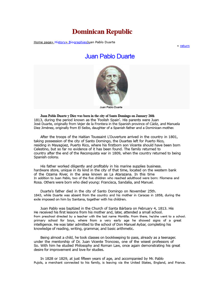 Juan Pablo Duarte: Founding Father of the DR | PDF | Dominican Republic