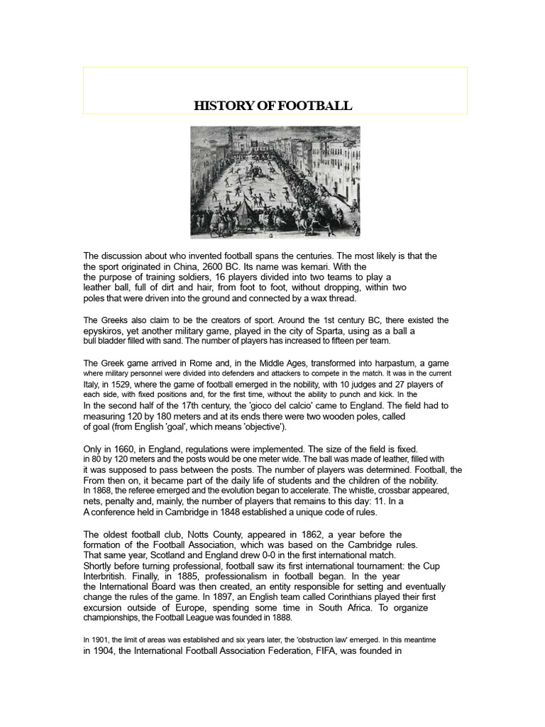 Evolution of Football Through History | PDF | Association Football | Sports