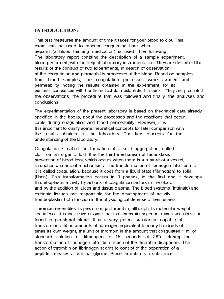 Blood Coagulation Time Testing Guide | PDF | Coagulation | Medical ...