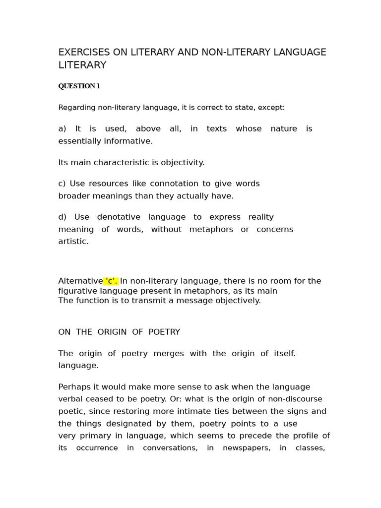 Literary and Non-Literary Texts Issues | PDF | Poetry | Narrative