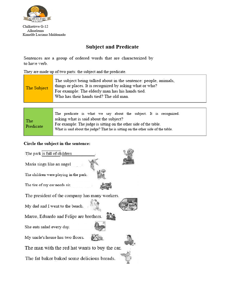 Subject and Predicate | PDF | Subject (Grammar) | Predicate (Grammar)