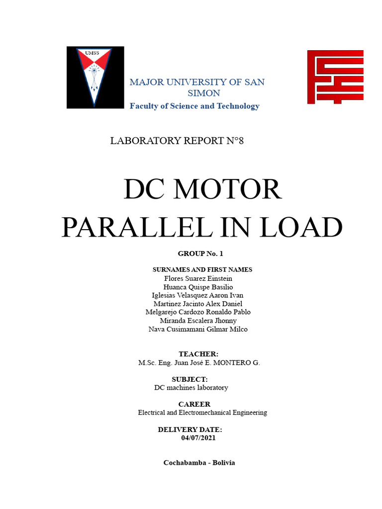 Report #8 DC Machines. | PDF | Electric Motor | Electrical Engineering