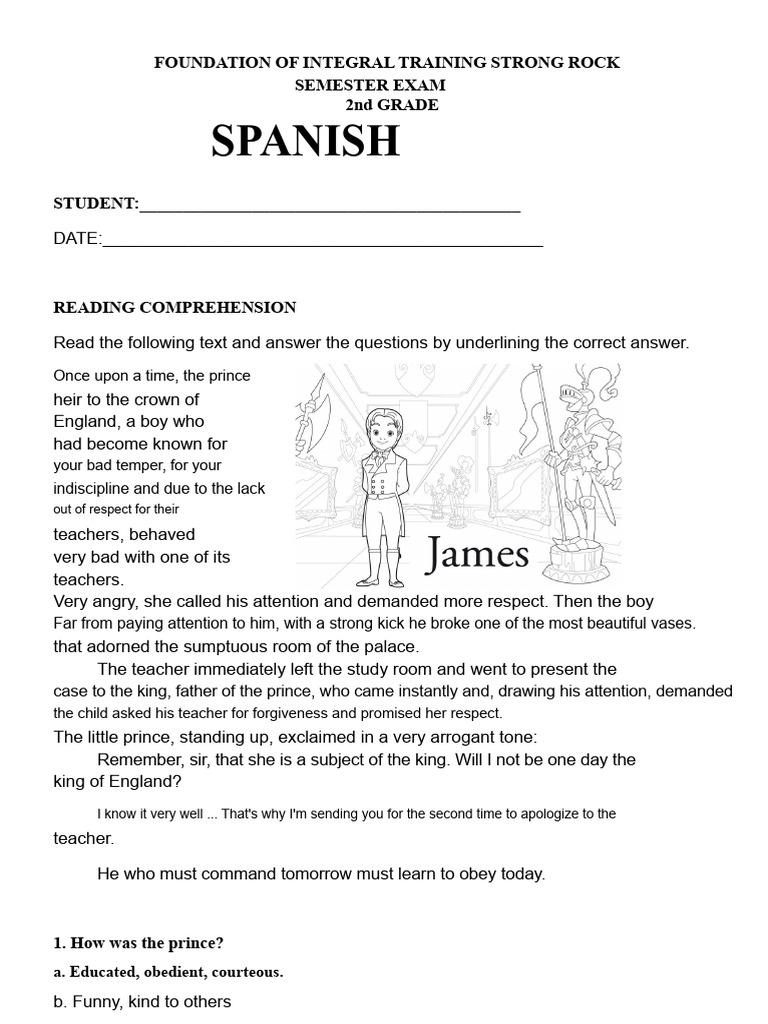 Semester Evaluation Spanish Second | PDF | Adjective | Adverb