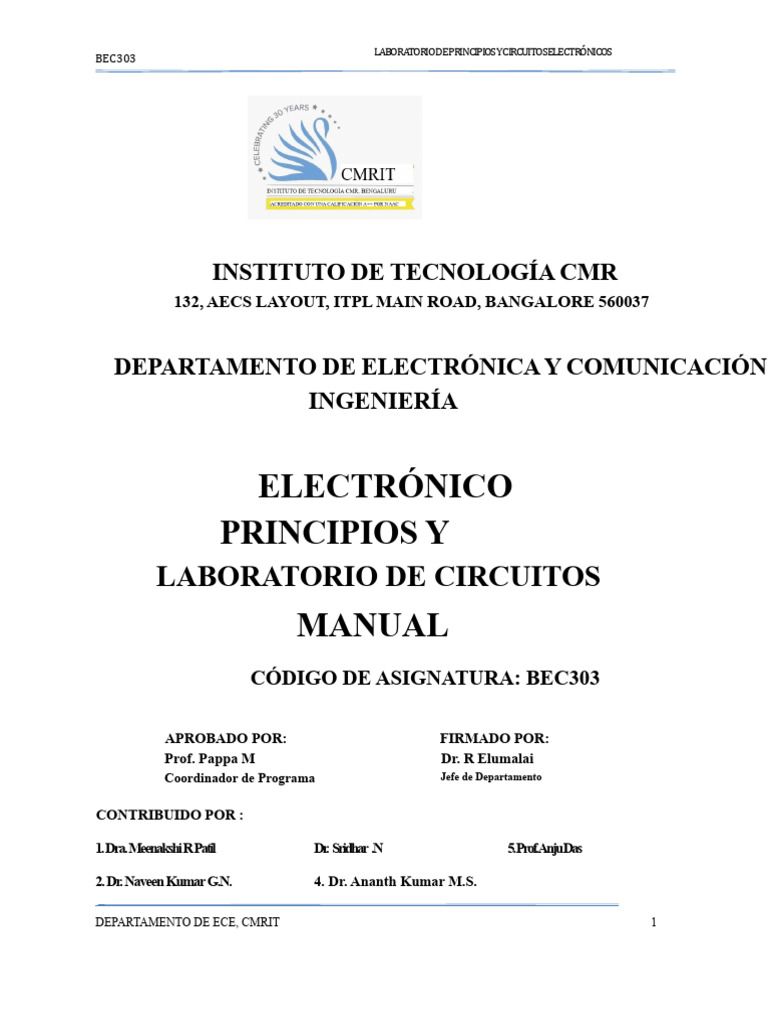 Manual de Laboratorio de Principios y Circuitos Electrónicos - BEC303 ...