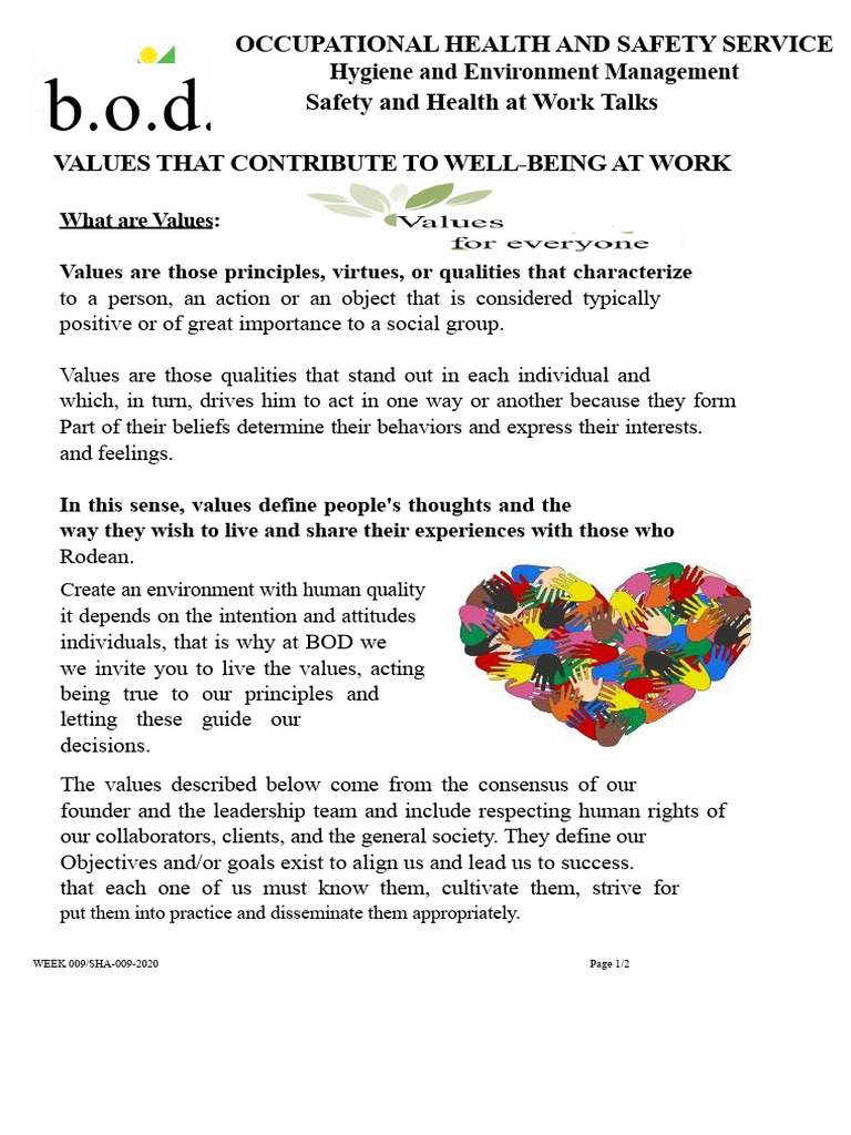 Talk 009-2020 Values That Contribute To Well-Being at Work | PDF | Well ...