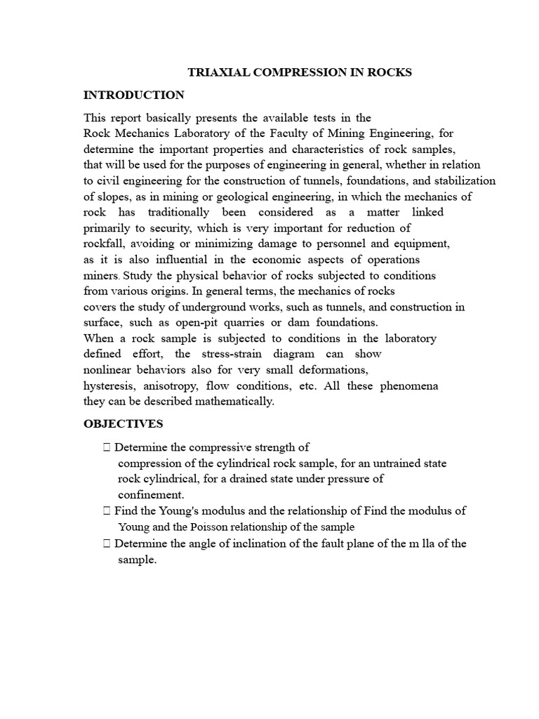 Triaxial Compression in Rocks | PDF | Deformation (Engineering) | Young ...