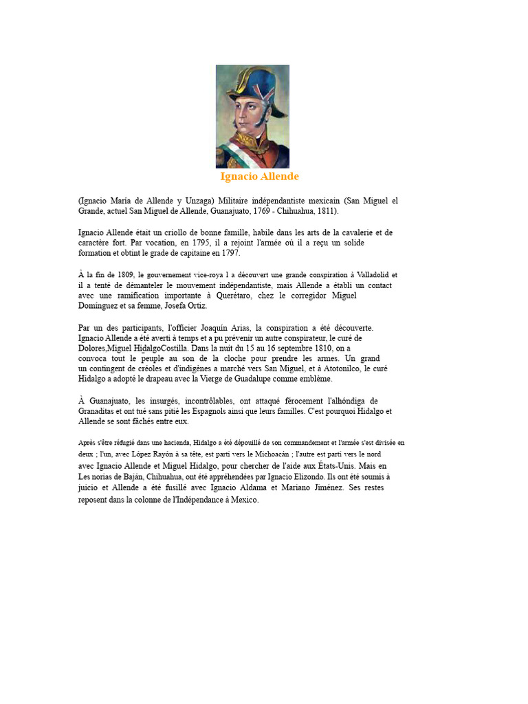 Ignacio Allende, héros de l'indépendance | PDF