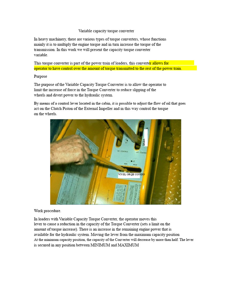 Variable Capacity Torque Converter | PDF