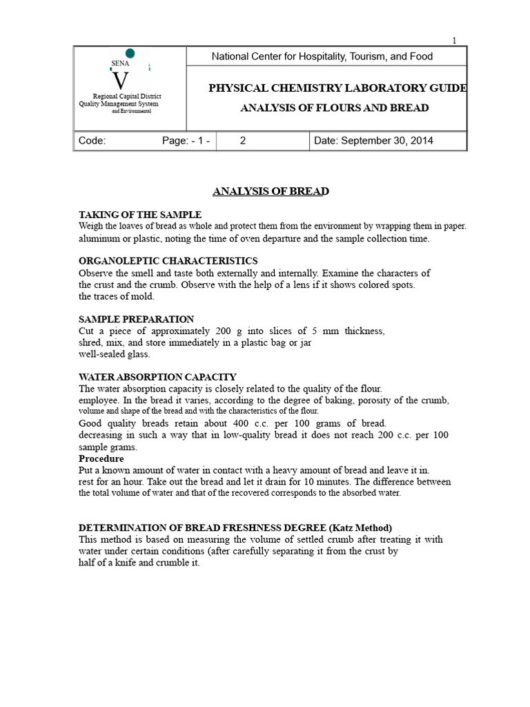 Bread Quality Analysis Laboratory Guide | PDF | Breads | Titration