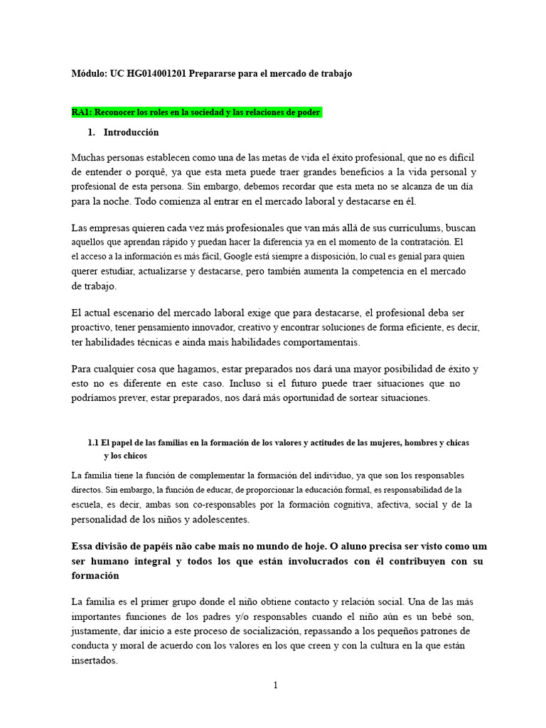 Prepararse para El Mercado Laboral | PDF | Poder (social y político ...