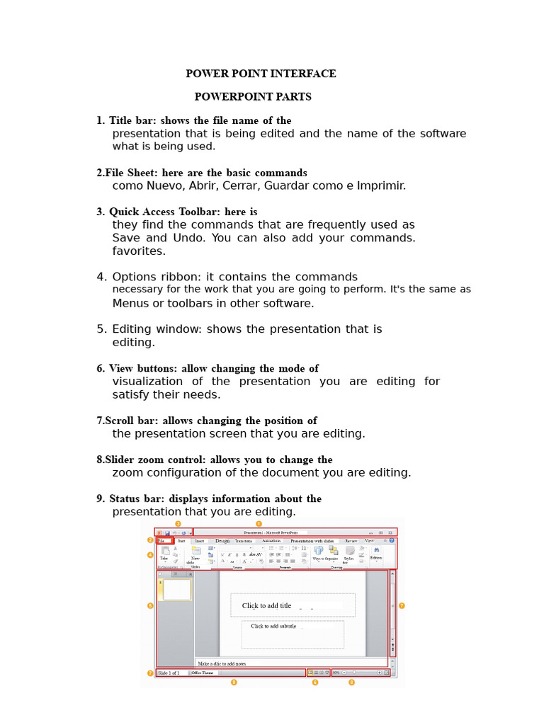 PowerPoint 2010 Interface Overview | PDF | Window (Computing ...