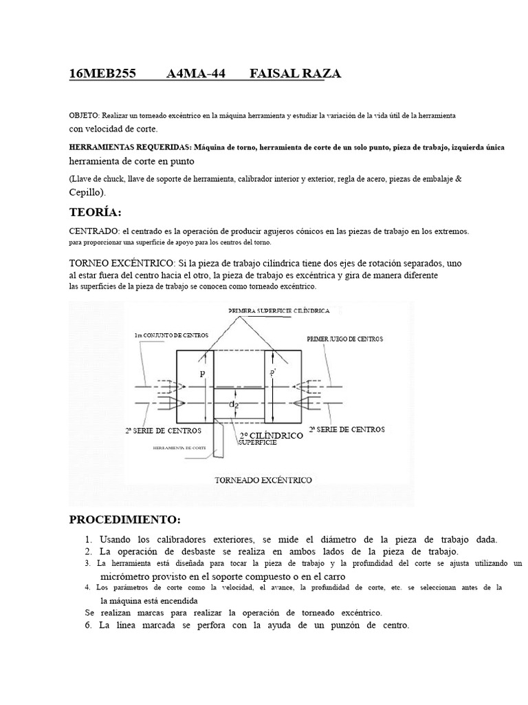 Estudio de Torneado Excéntrico y Vida Útil | PDF | Ingeniería mecánica