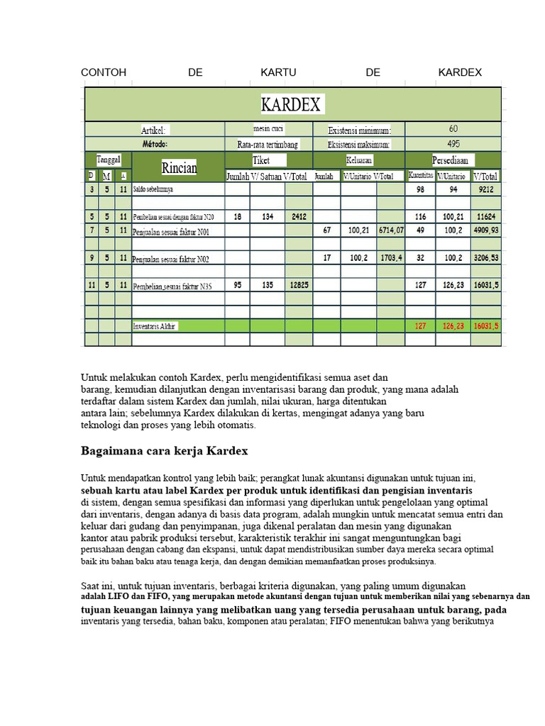 Contoh Kartu Kardex | PDF